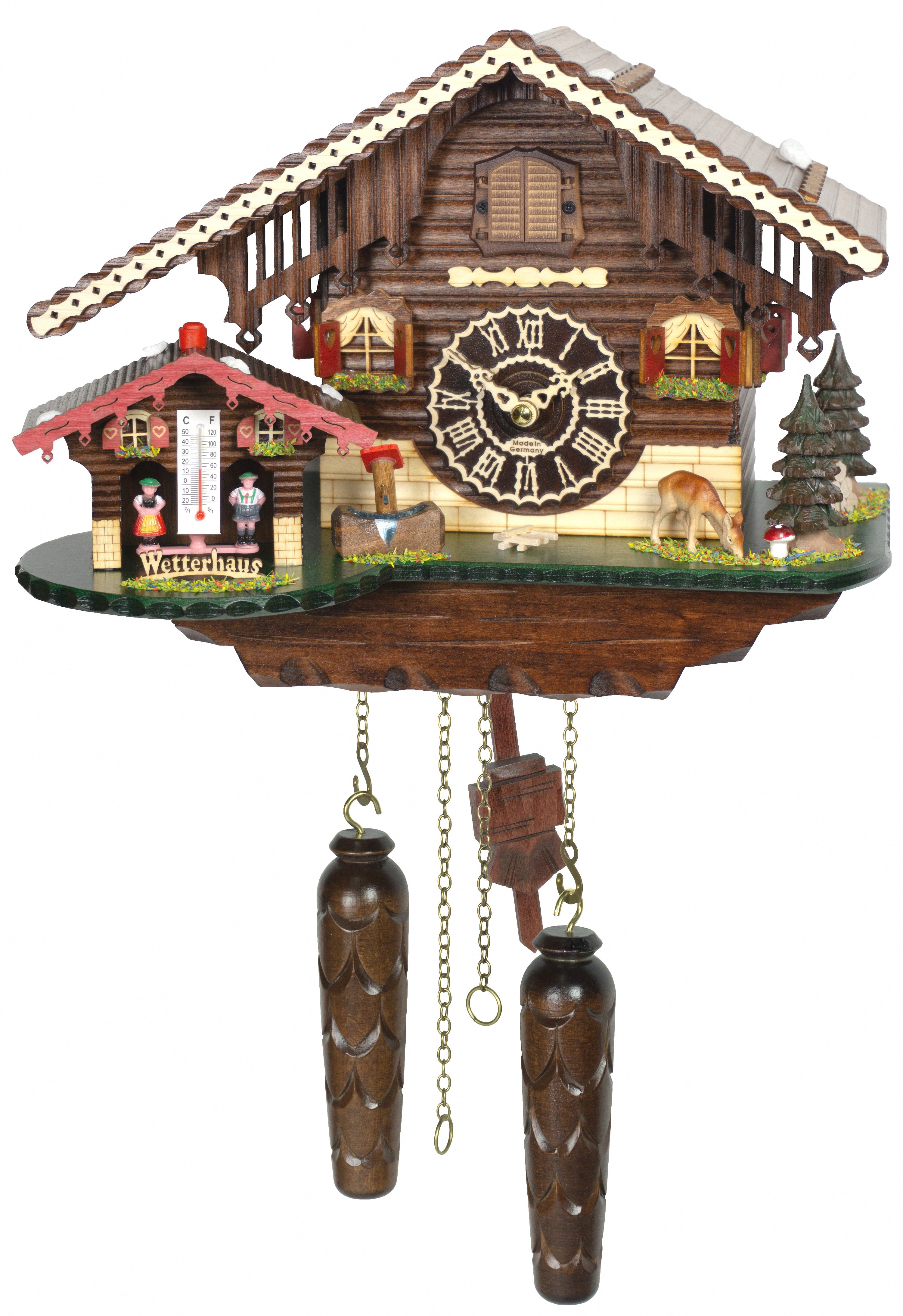 Quartz Cuckoo Clock Swiss house with weather house and music - Walmart.com