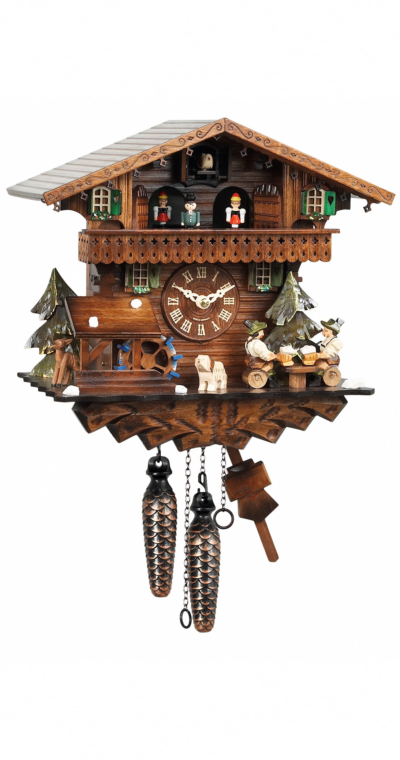 Quartz Cuckoo Clock with Musik Black Forest house with moving beer ...