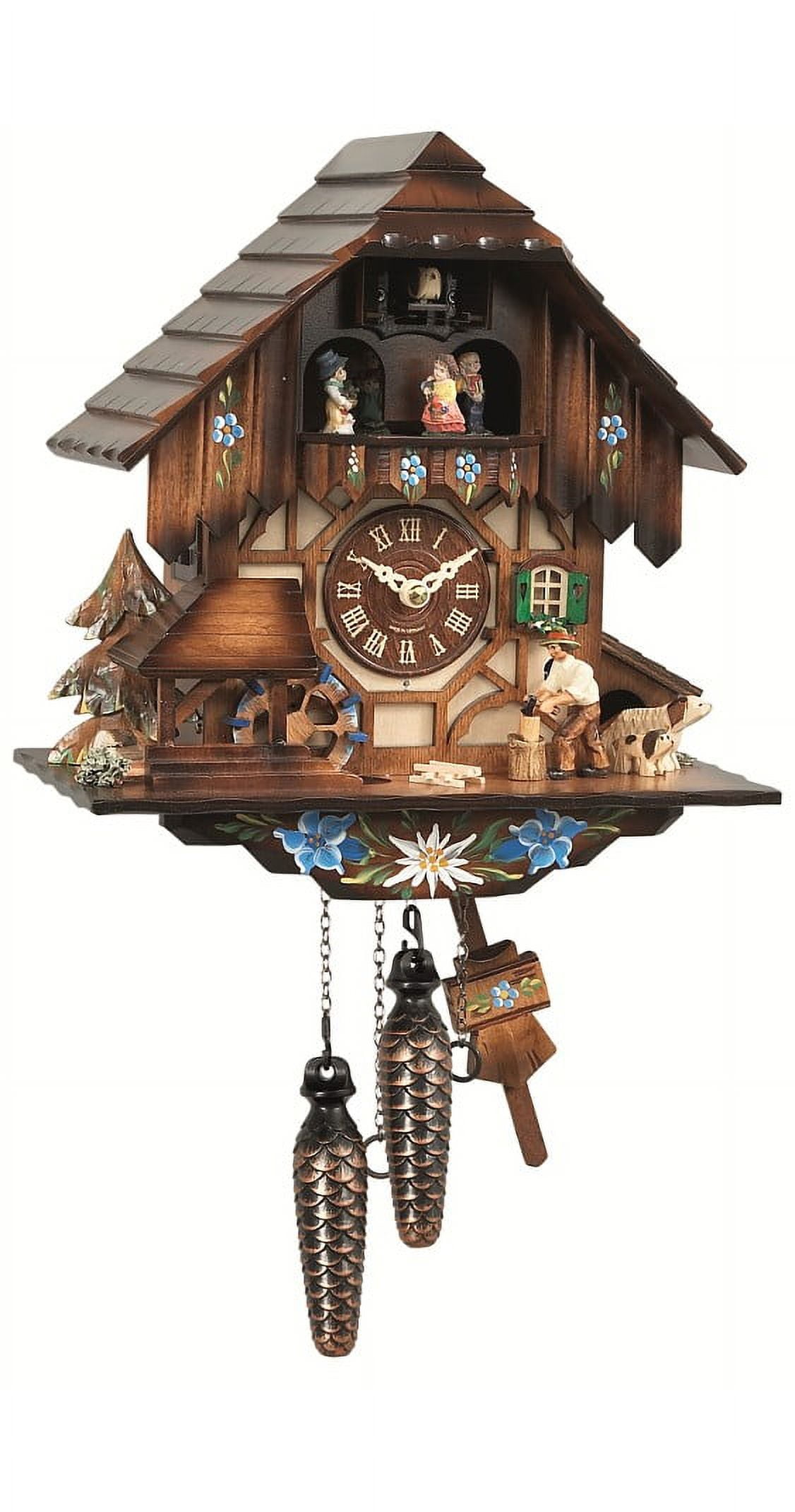 Quartz Cuckoo Clock with Musik Black Forest house with moving wood ...