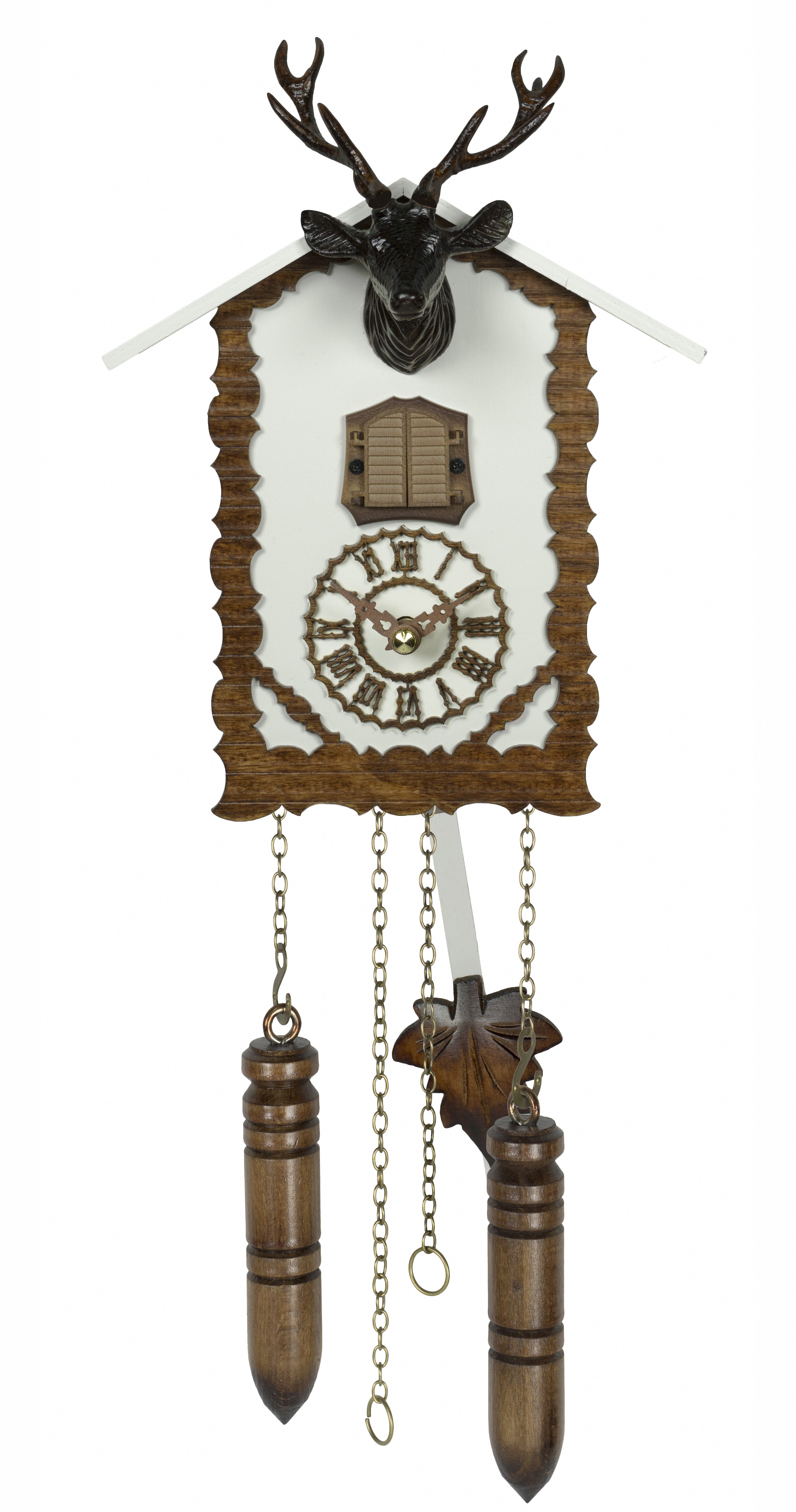 Quartz Cuckoo Clock with music and deer head, brown TU 360/20 QM braun ...