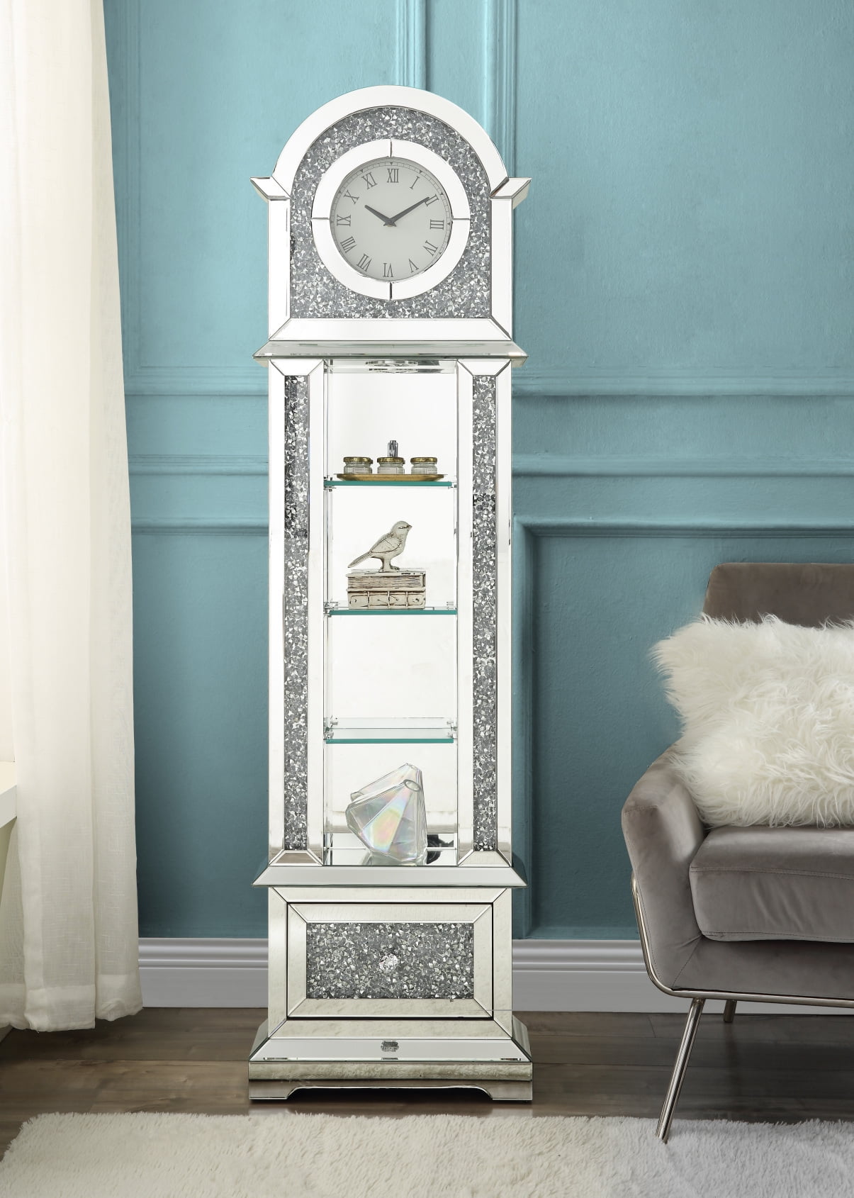 Unique Quartz Mechanism Grandfather Clock with LED & Faux Diamonds ...