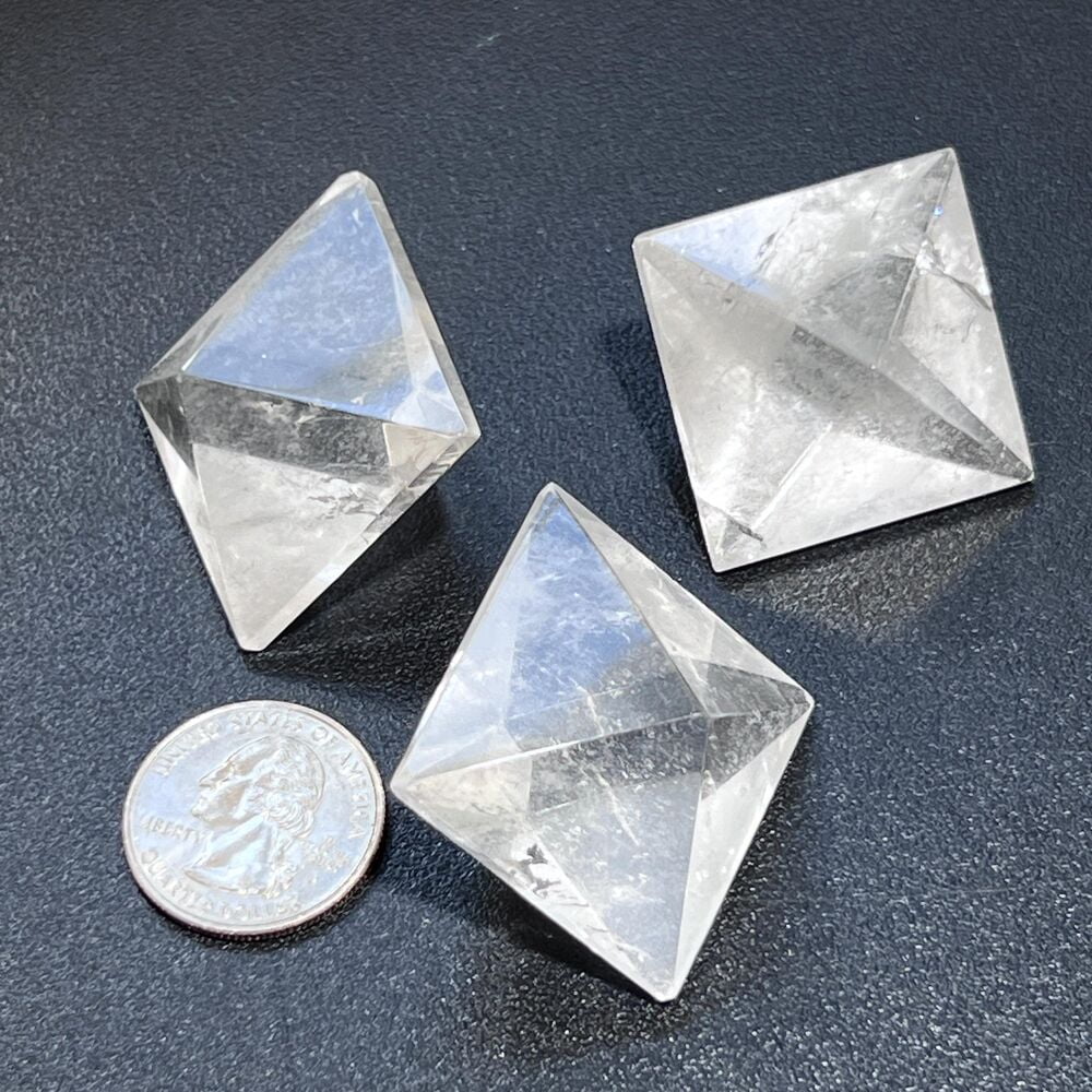 Quartz Octahedron Crystals Faceted Gemstone Carving Healing Crystals ...
