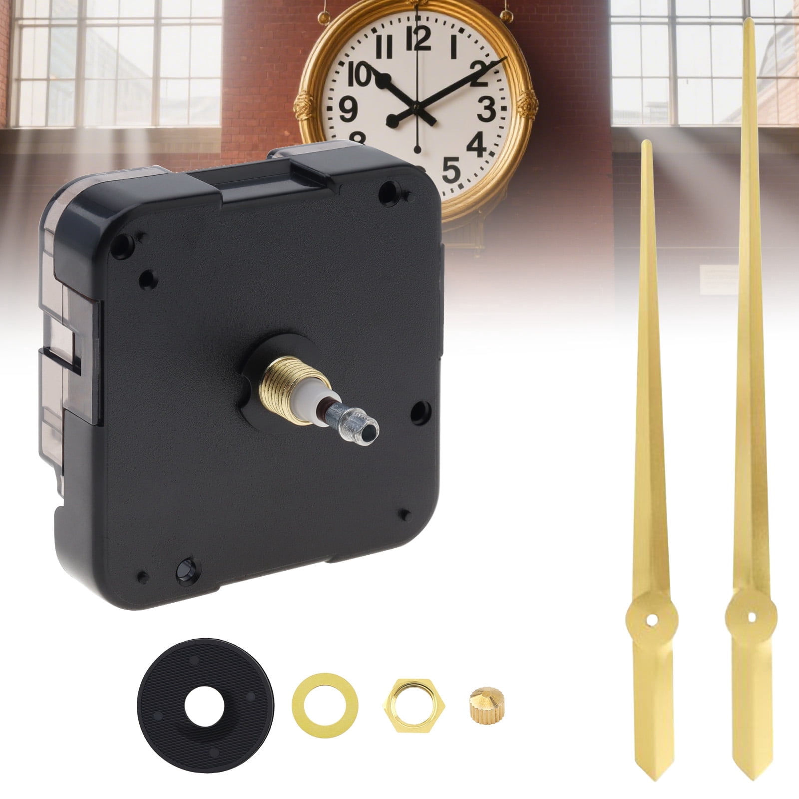 Quartz Wall Clock Silent Clock Movement Mechanism with Gold Hour/Minute ...