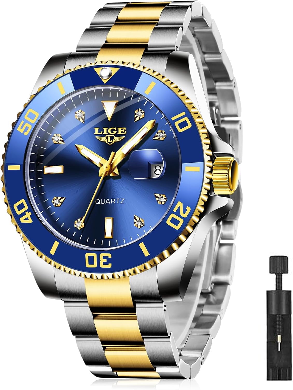 Quartz Watches for Men,Luxury Big Face Diamond Accented Analog Watch ...