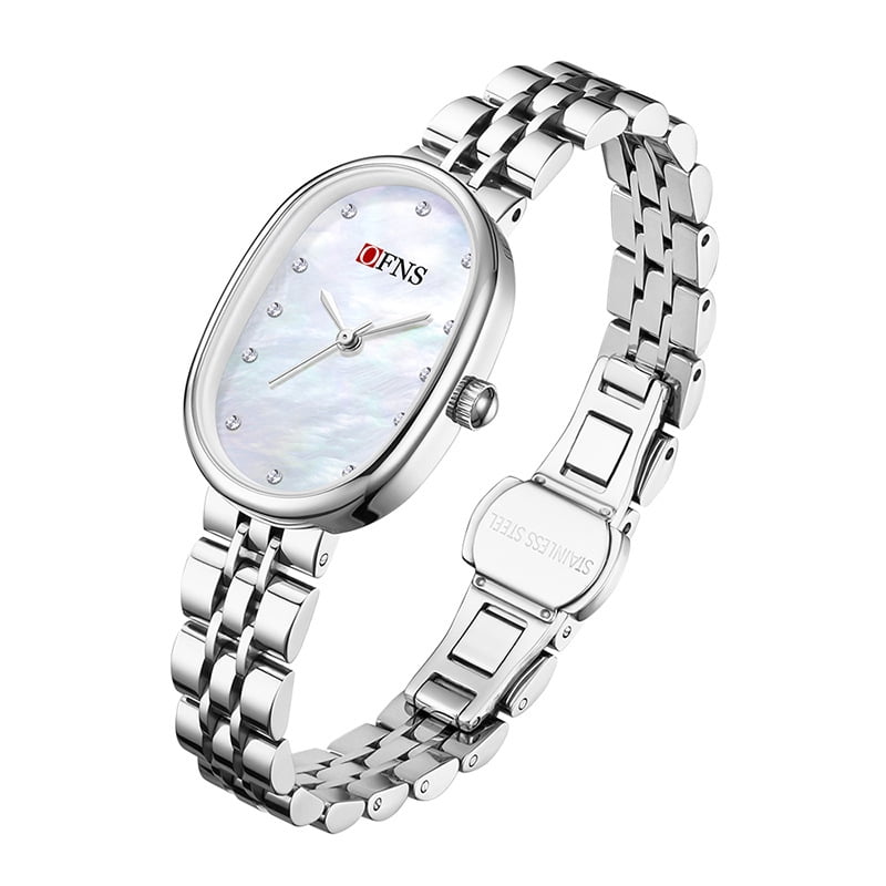 Quartz Watches Stainless Steel band Fritillary-of-pearl Oval Dial Women ...