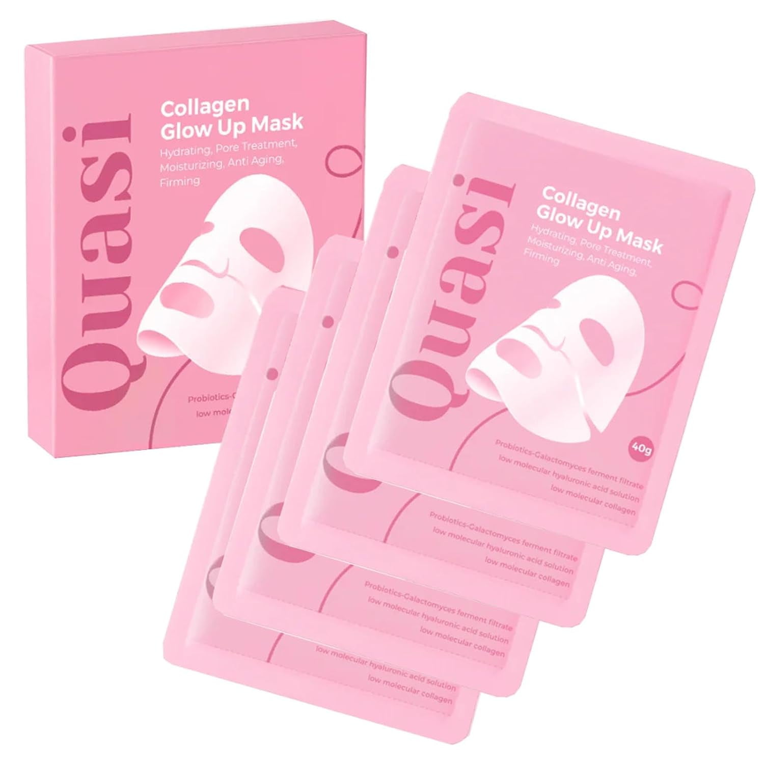 Quasi Collagen Glow Up Mask 2.0 (4 Pcs) - Overnight Bio Cellulose ...