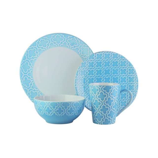 Quatre Blue 16 Piece Dinnerware Set - Walmart.com