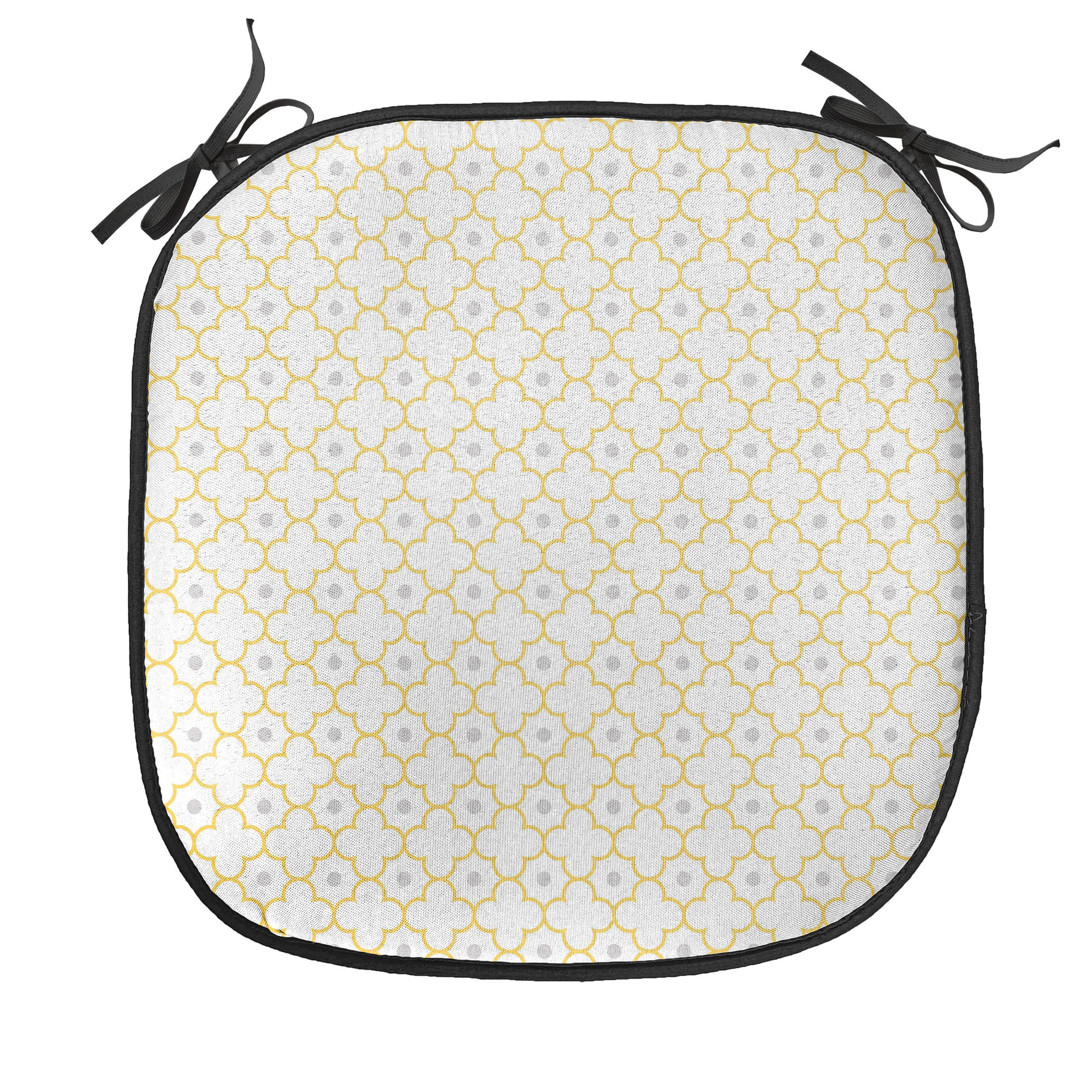Quatrefoil Chair Seating Cushion, Moroccan Style Lattice Pattern Dots ...