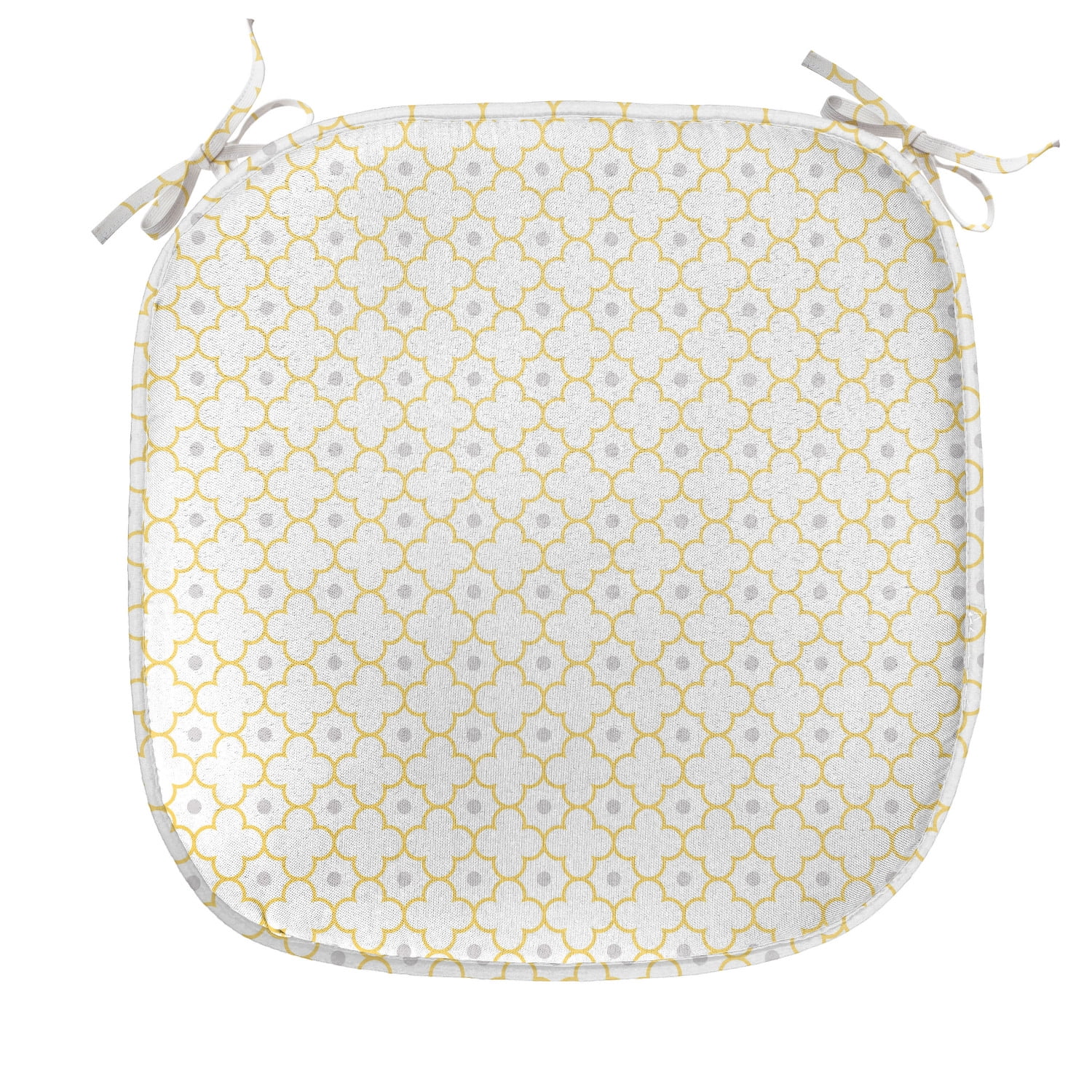 Quatrefoil Chair Seating Cushion, Moroccan Style Lattice Pattern Dots ...