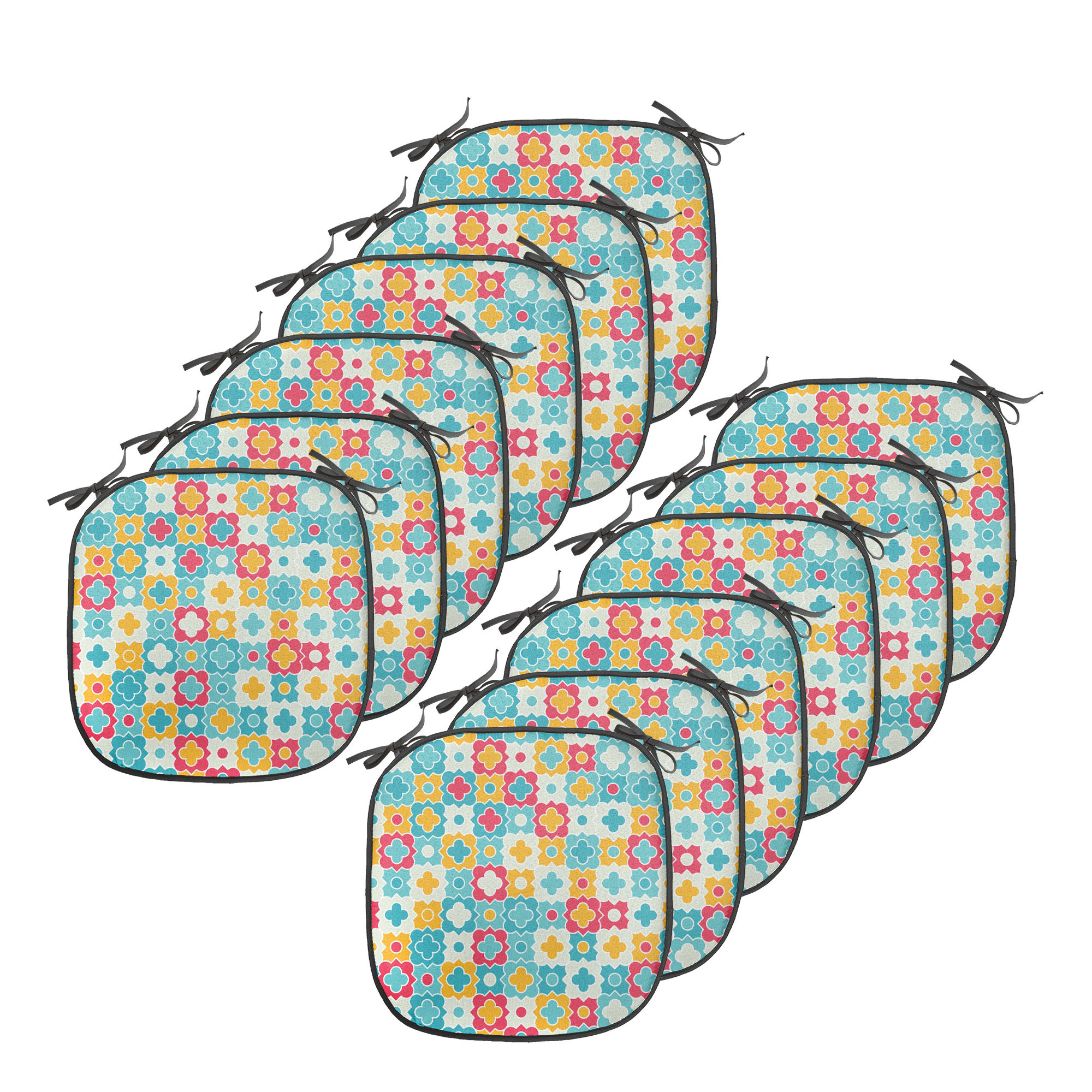 Quatrefoil Chair Seating Cushion Set of 12, Clover Leaves Barb Style ...