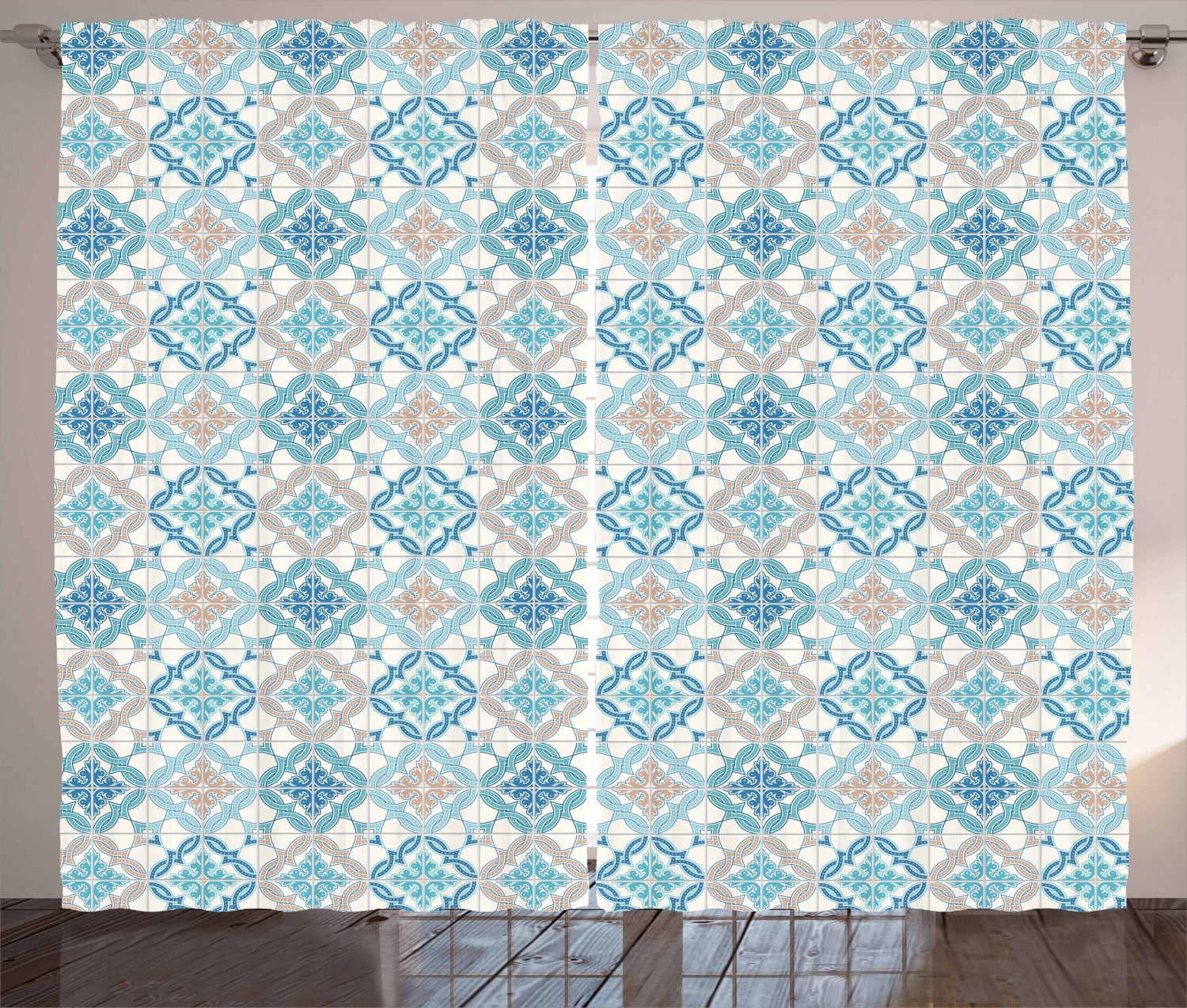 Ambesonne Quatrefoil Curtains 2 Panel Set, Tangled Modern Tile, 108" x ...