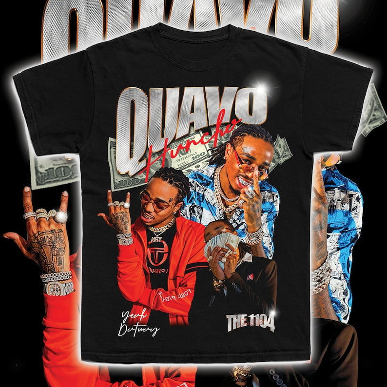 Quavo Huncho HALFTONE , T-shirt design, Vintage Rap Bootleg , ready to ...