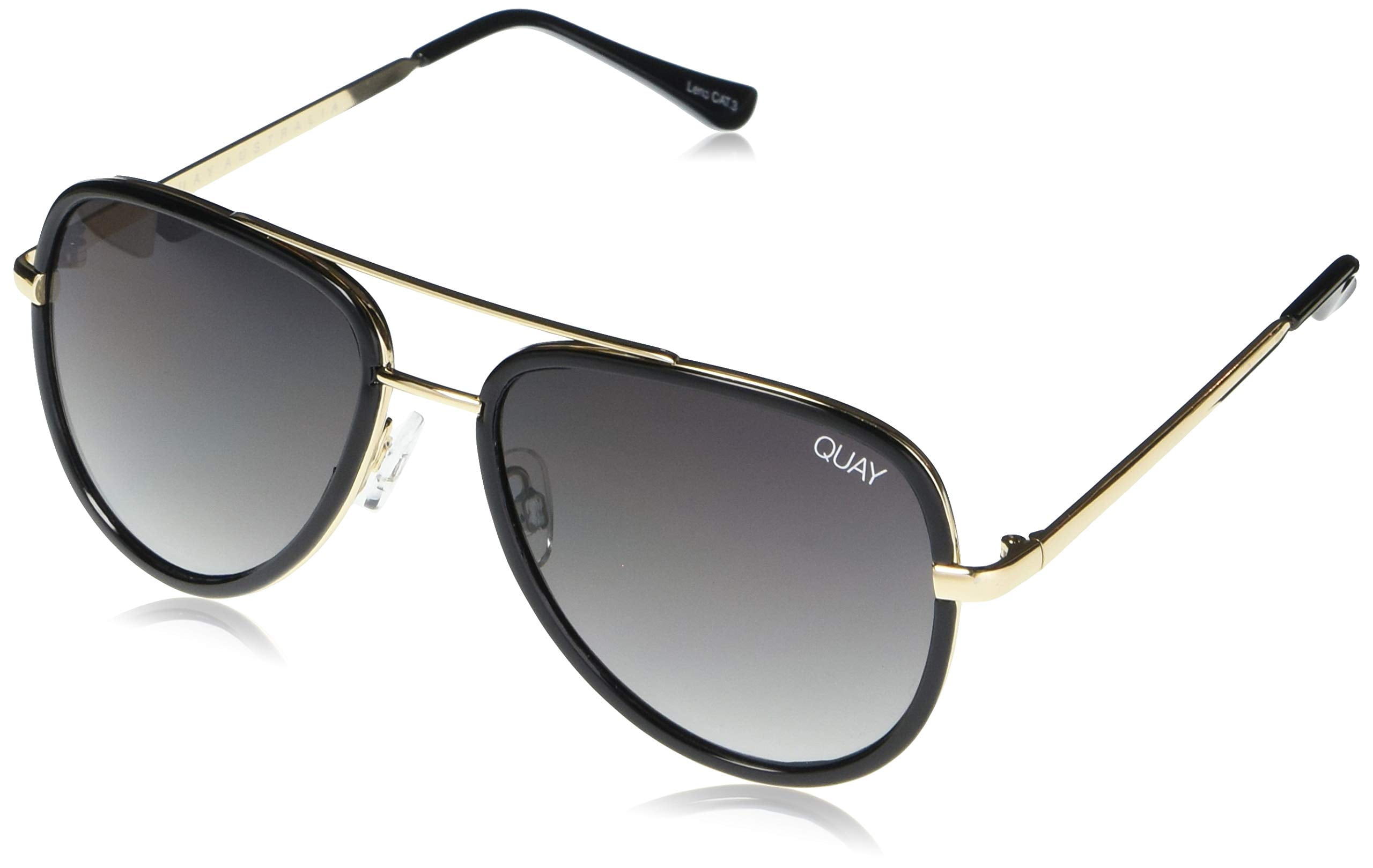 Quay Women's All In Mini Sunglasses, Black/Smoke Fade Lens, One Size ...