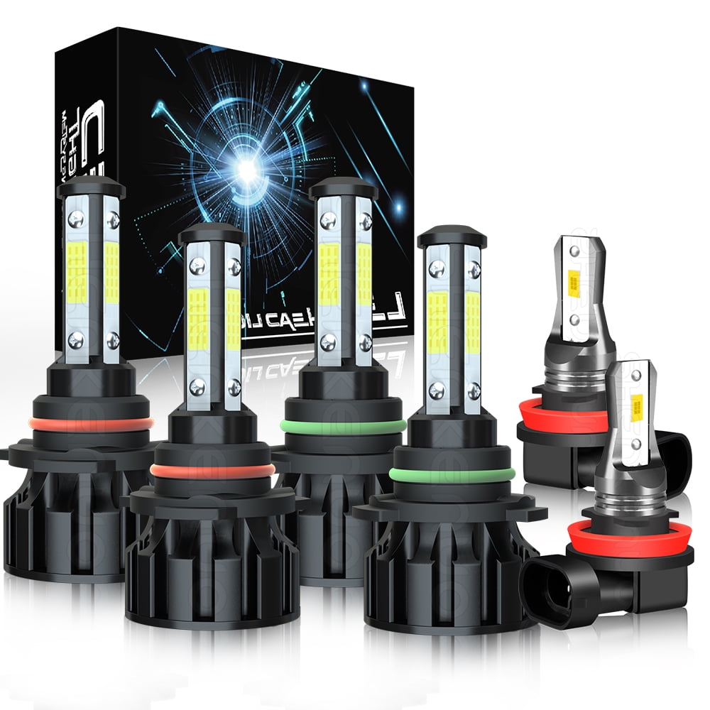 Quayub 4-Side Combo 9005+9006+H11 Led Headlight Fog Light Kit High Low Beam Bulbs White ...