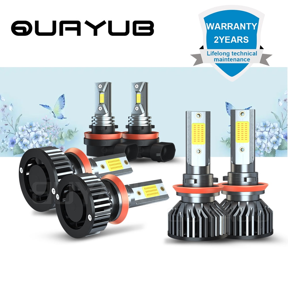 Quayub -6PC LED Headlight Hi/Lo+Fog Light Bulbs Combo Kit For Toyota ...