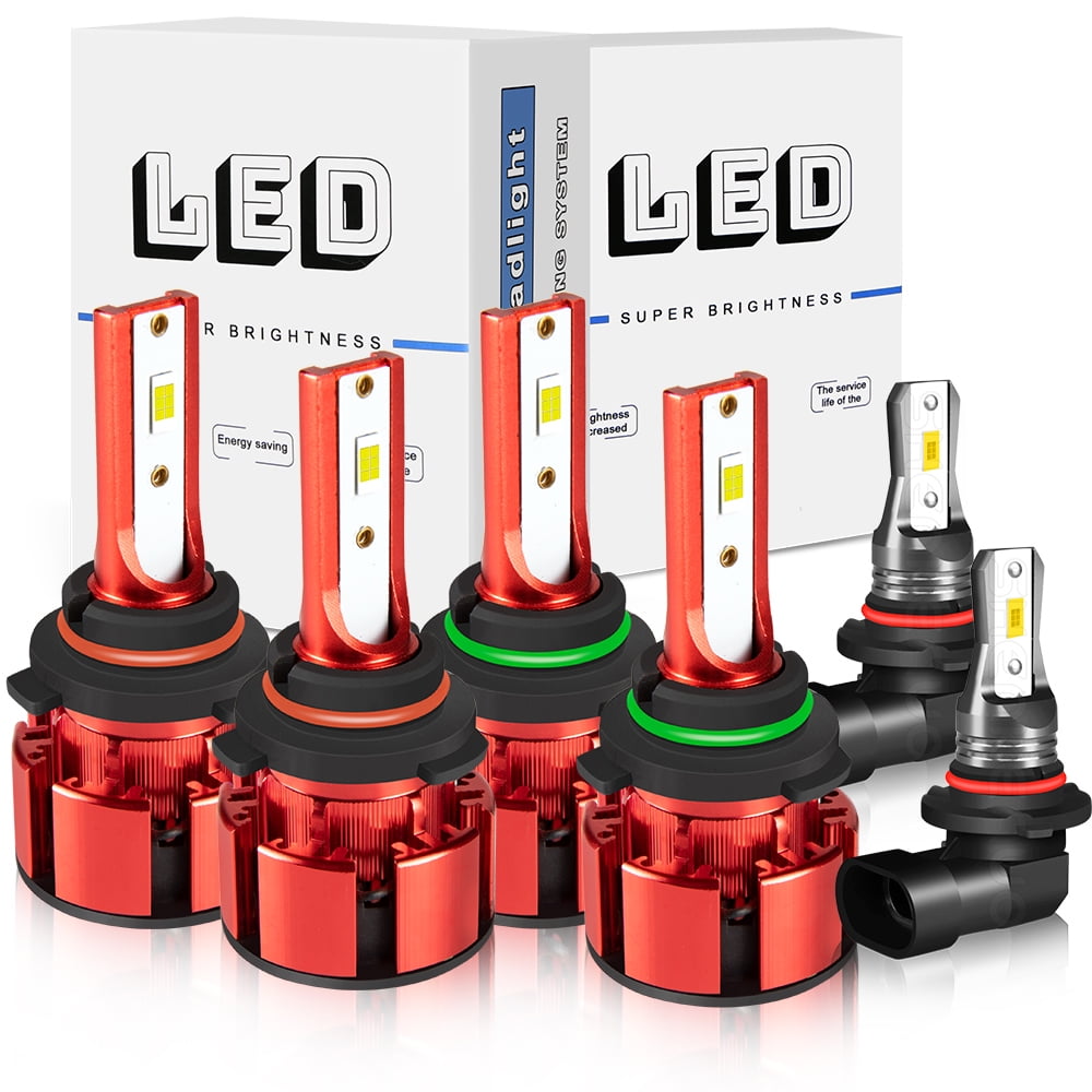 Quayub 9005 9006 9145 LED Combo Headlight Fog Light Kit High Low Beam Bulb White 6000K 60W ...