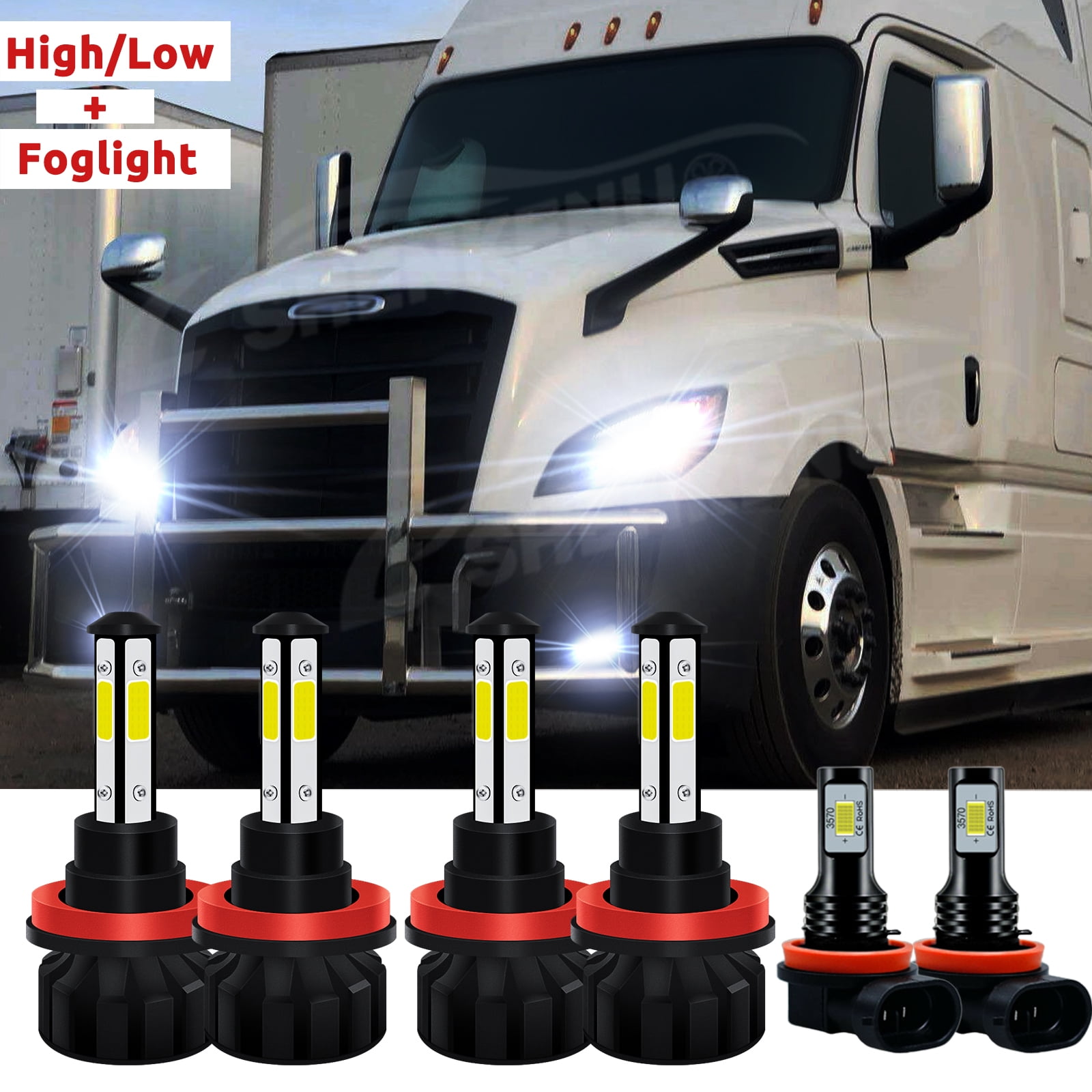 Quayub LED Headlight Bulbs High Low Beam Foglight for Freightliner ...