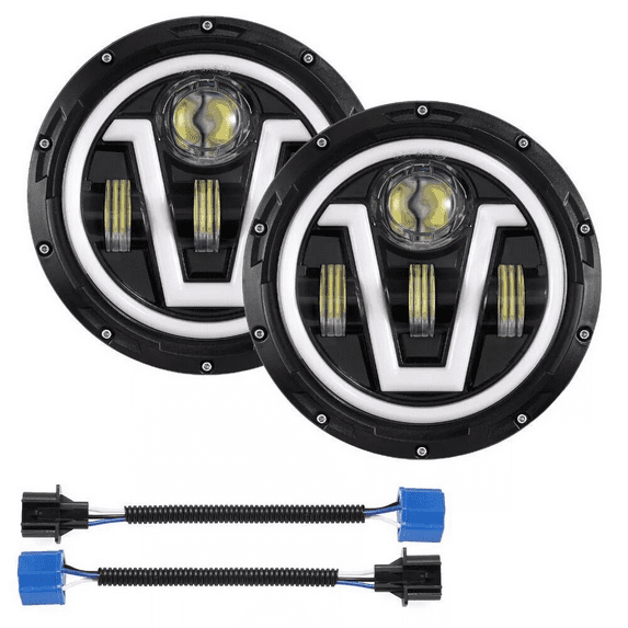 Quayub Newest 7" Round Led Headlight Hi-Lo for Jeep Wrangler JK LJ TJ ...