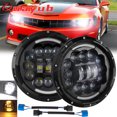 Quayub Pair 7" Inch Round LED Headlight Hi/Lo Beam DRL Combo For Chevy ...