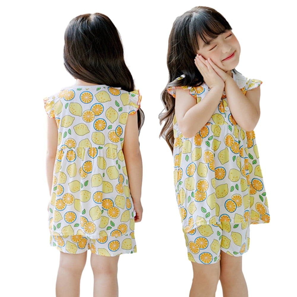 Qudderr Baby Toddler Girls Cute Pajama Set 2PCS Printed Sleepwear Dress ...