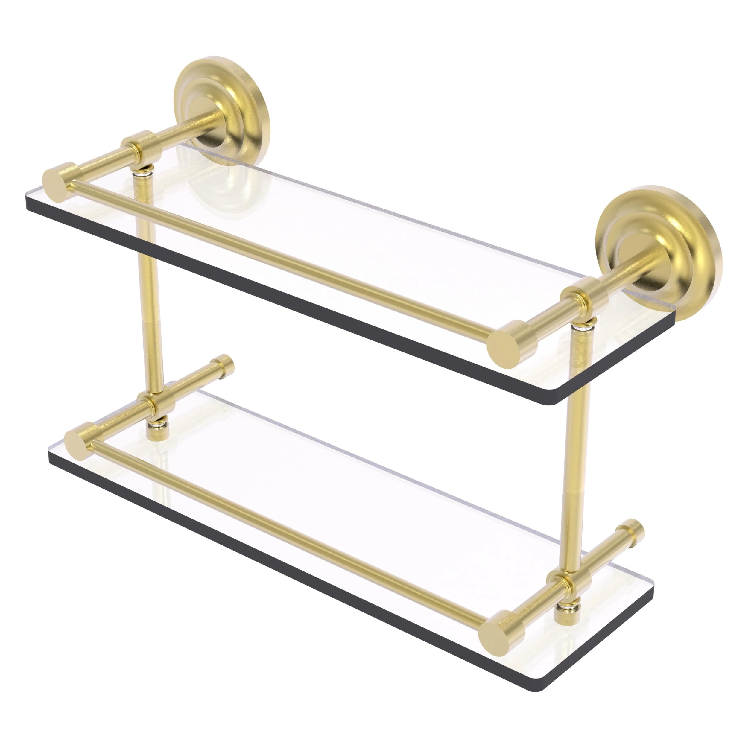 Que New 16" Double Glass Shelf with Gallery Rail - Walmart.com