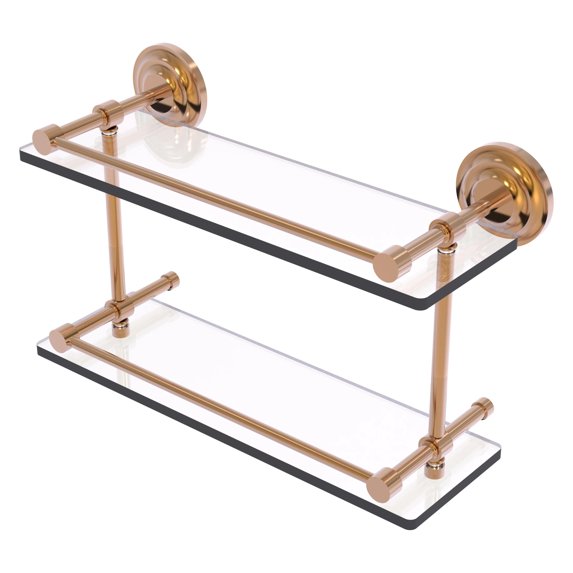 Que New 16" Double Glass Shelf with Gallery Rail - Walmart.com