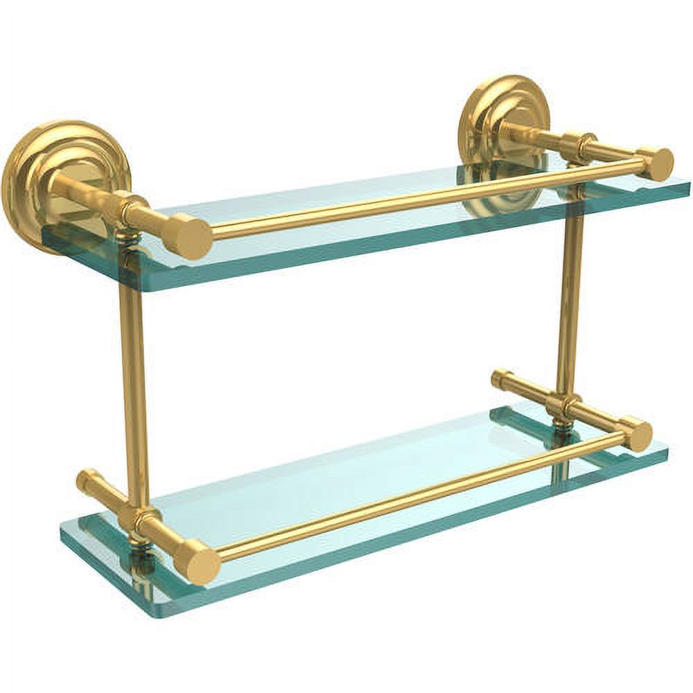 Que New 16" Double Glass Shelf with Gallery Rail - Walmart.com