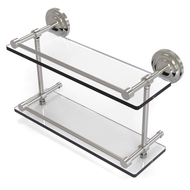 Que New 16" Double Glass Shelf with Gallery Rail - Walmart.com