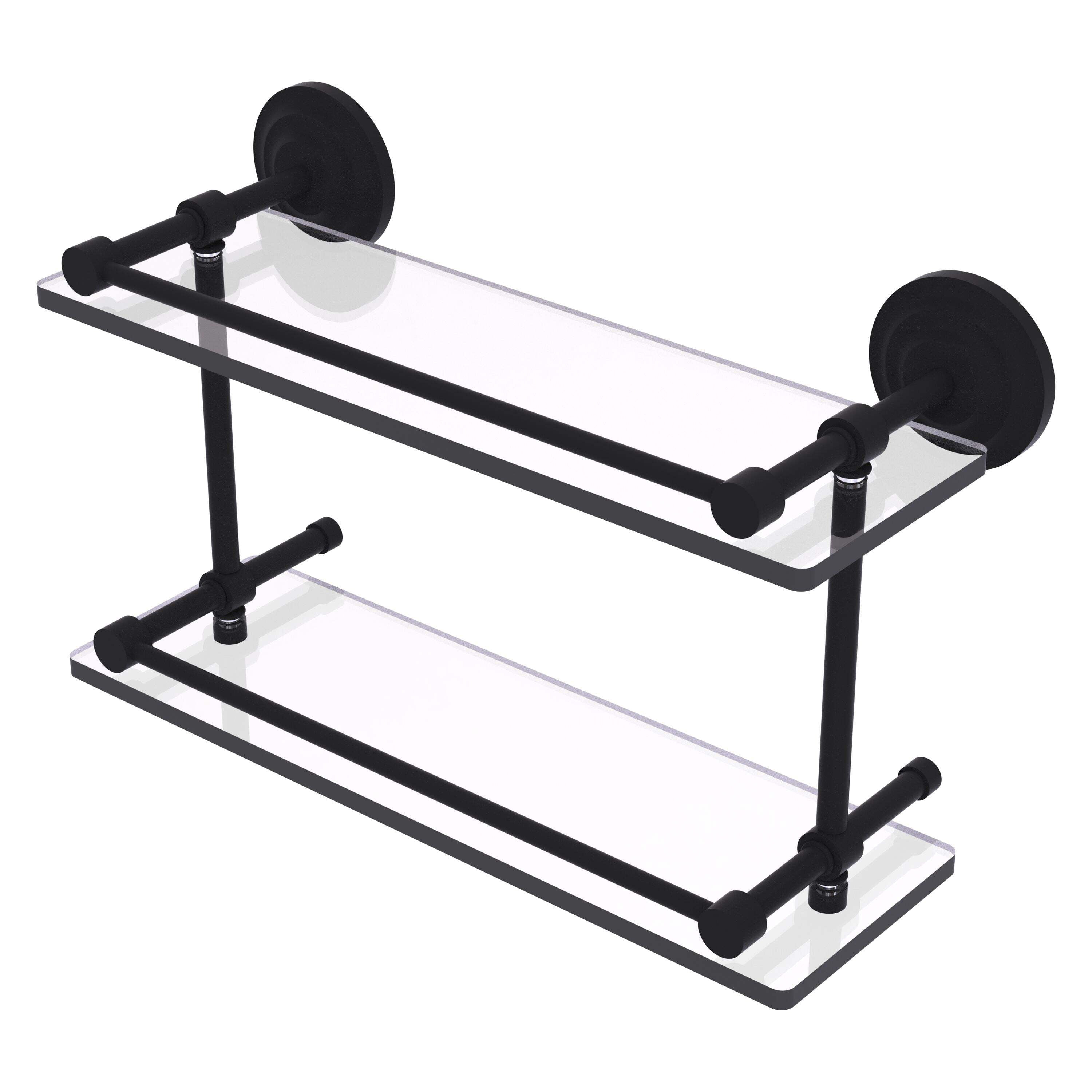 Que New 16" Double Glass Shelf with Gallery Rail - Walmart.com