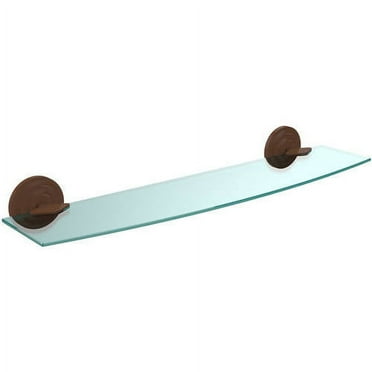 16-in Tempered Double Glass Shelf with Gallery Rail in Antique Brass ...