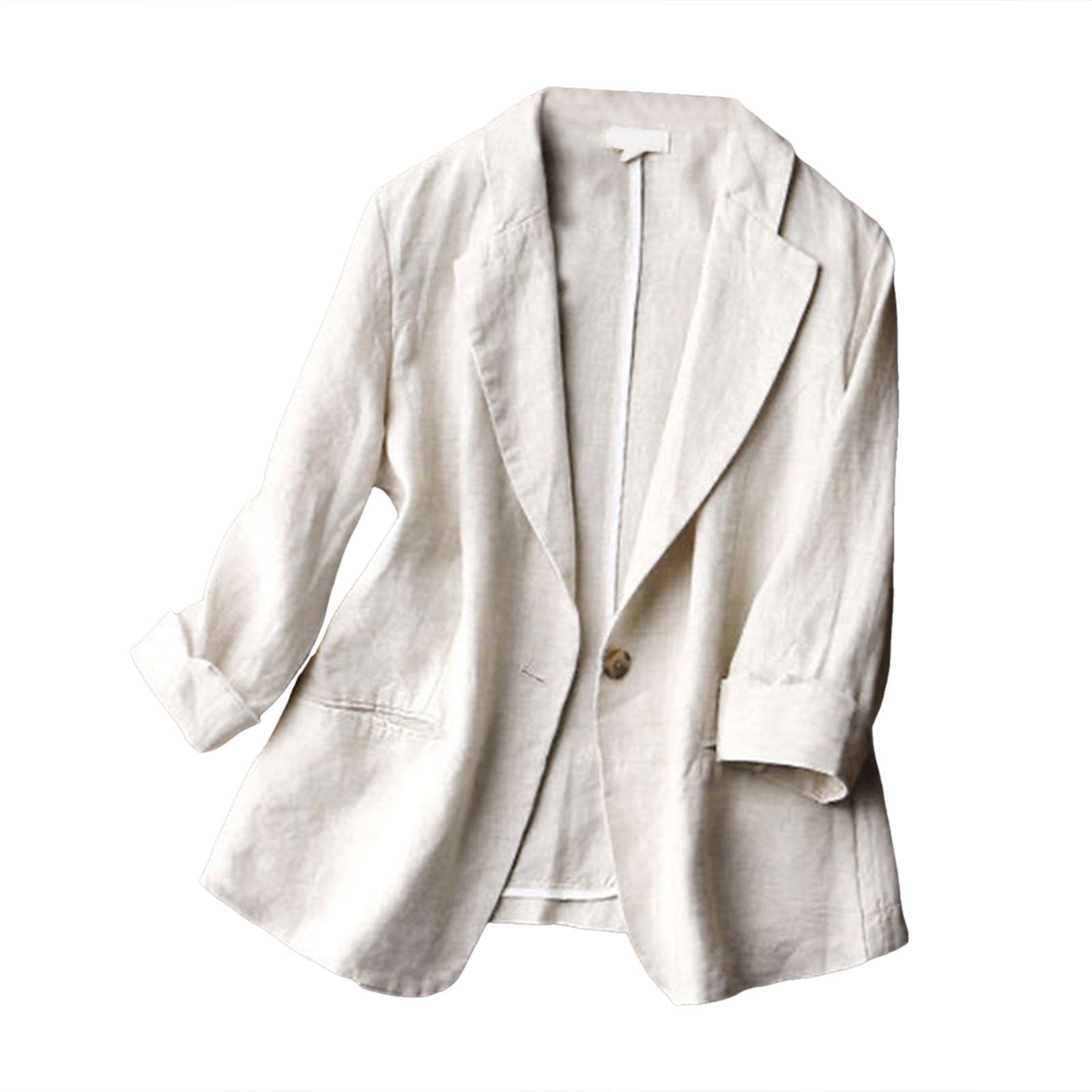 Quealent 2024 Linen Blazer Women 3/4 Sleeve Lightweight Spring Summer ...