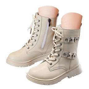 Link Mango-31 Girls Kids Round Toe Military Lace Up Knit Ankle Cuff Low ...