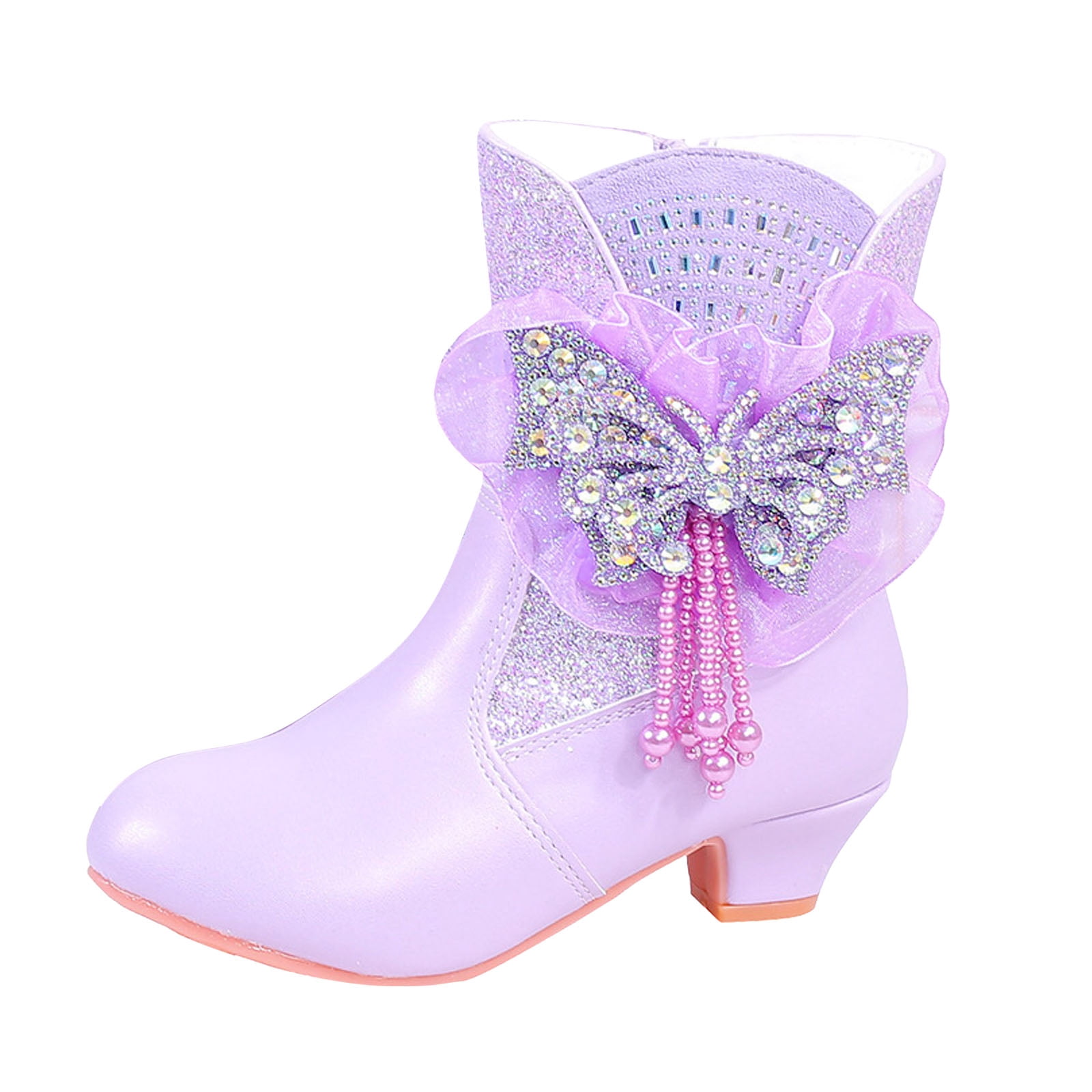 Quealent Girls Cowgirl Boots Mid Calf Western Riding Cowboy Boots ...