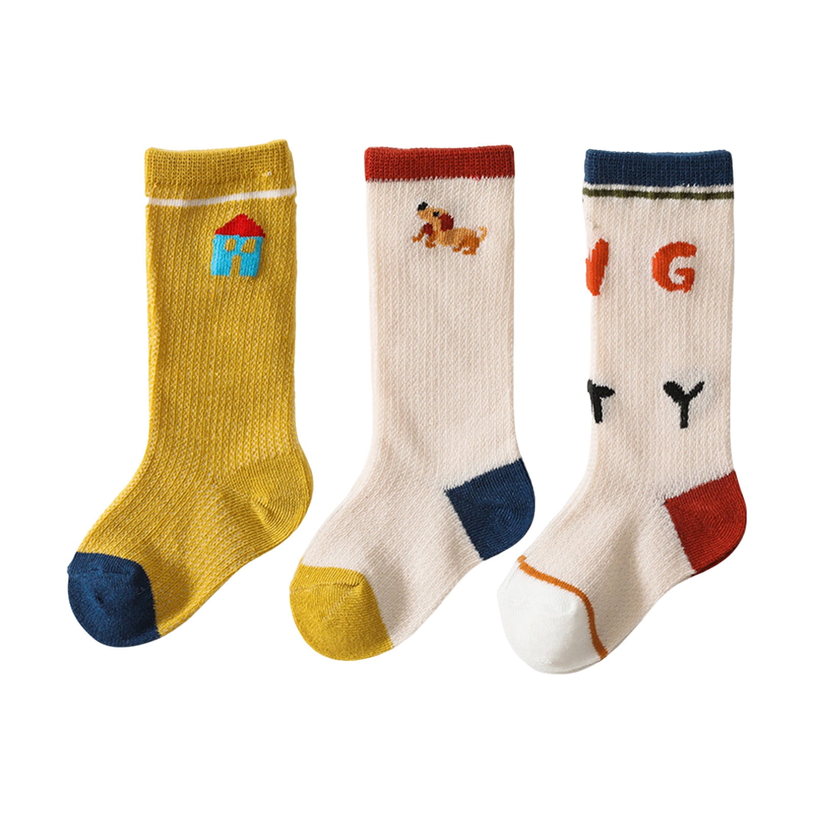 Quealent Girls Socks 2024 Boys Socks Knee High Tube Socks Kids Soccer ...