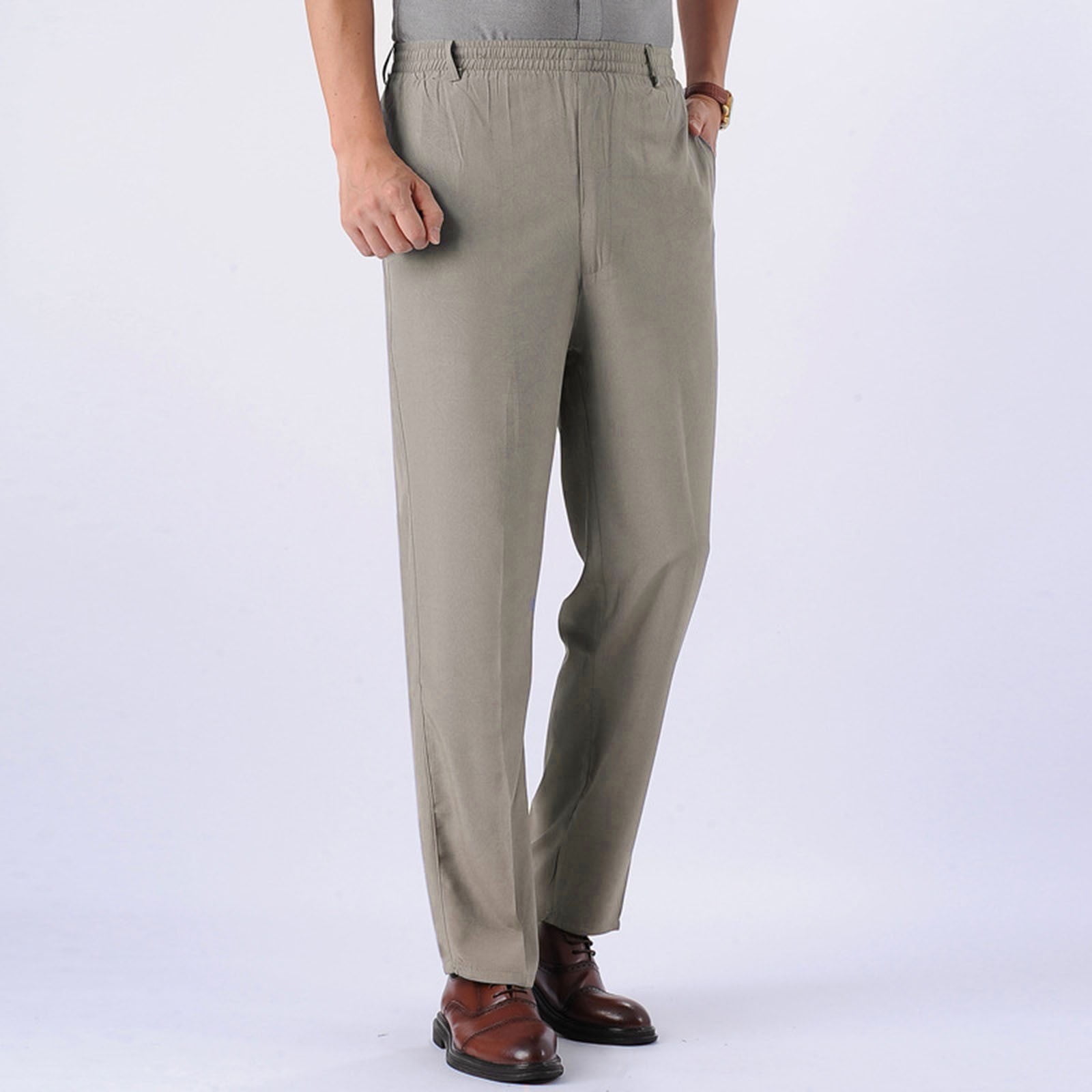 Quealent Men's Pants Casual Summer Men's Drawstring Pant Elastic Waist ...