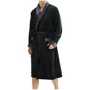 FashGudim Mens Robes Big and Tall Full Length Shawl Collar Long Plush Robe (Navy,L/XL) - Walmart.com