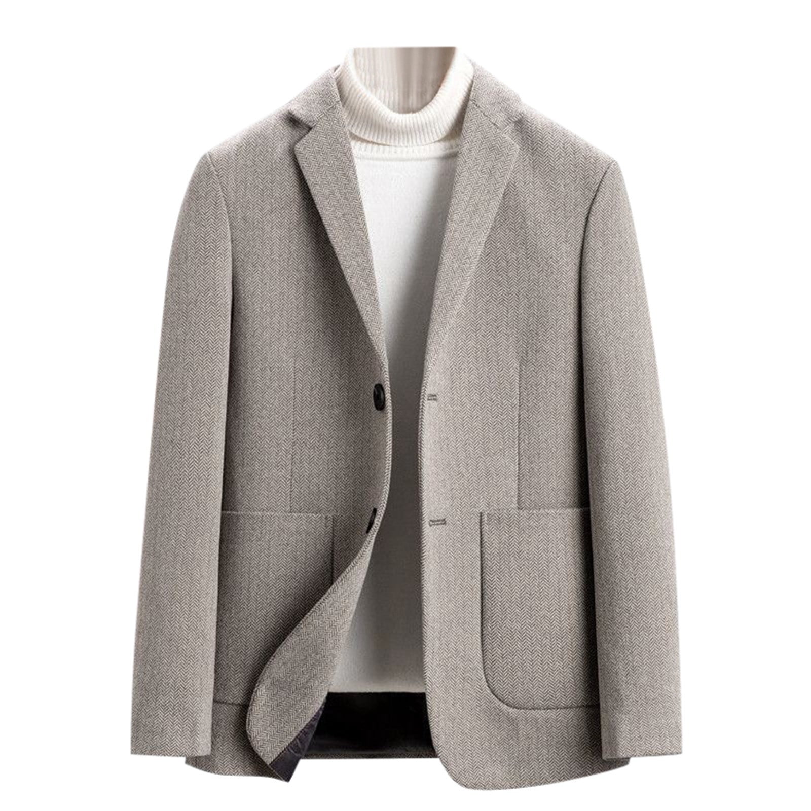 Quealent Menâ s Suit Jacket, Herringbone Tweed Blazers Jacket, Single ...