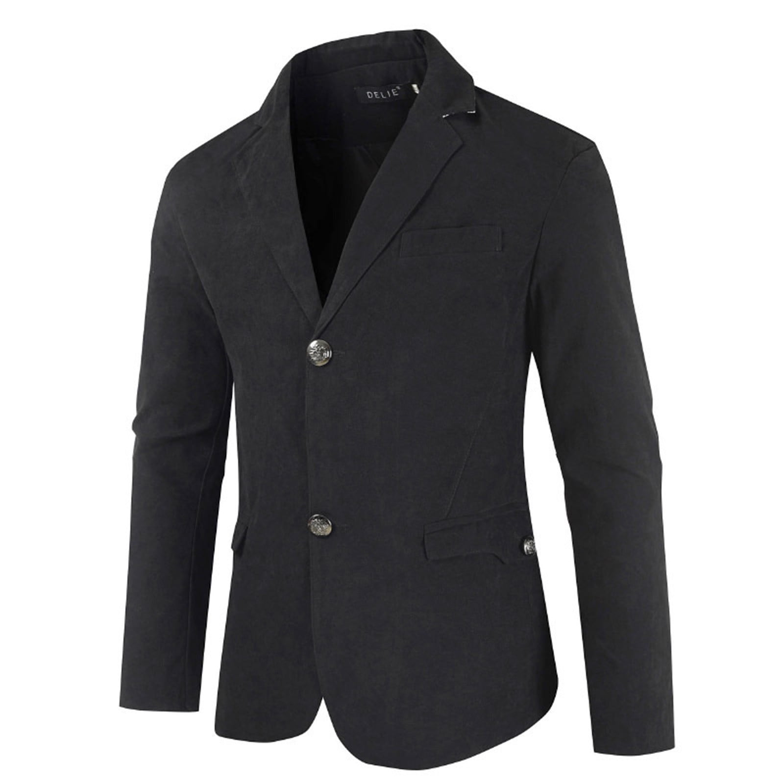 Quealent Men's Two Button Velvet Suit Jacket Working Buttonholes Blazer ...