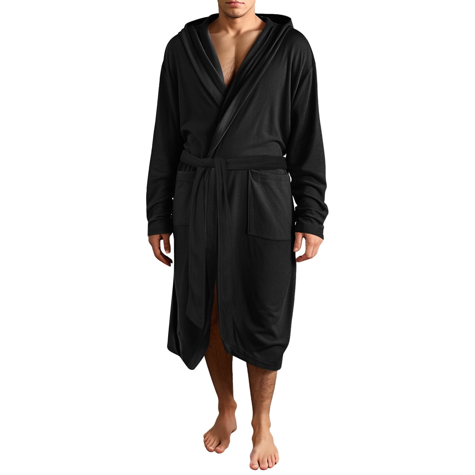 Quealent Mens Hooded Robe, Cotton Terry Cloth Bathrobe, Soft Bath Robes ...