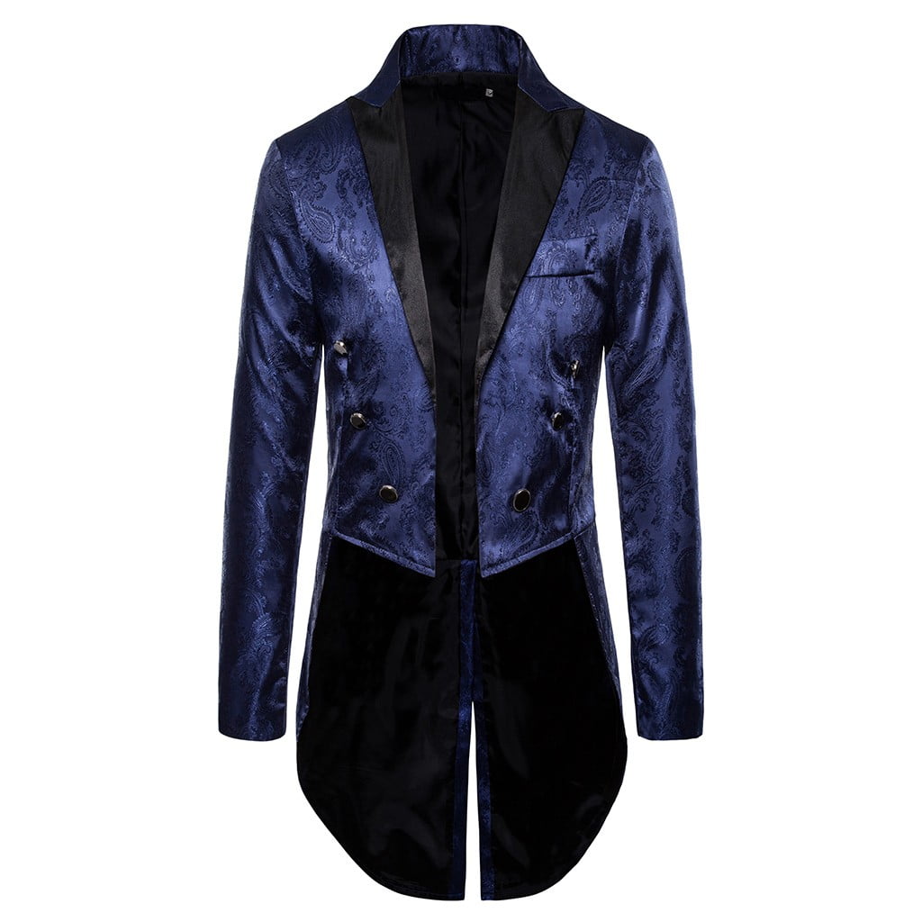 Quealent Mens Sequin Tailcoat Swallowtail Suit Jacket Party Show Tux ...