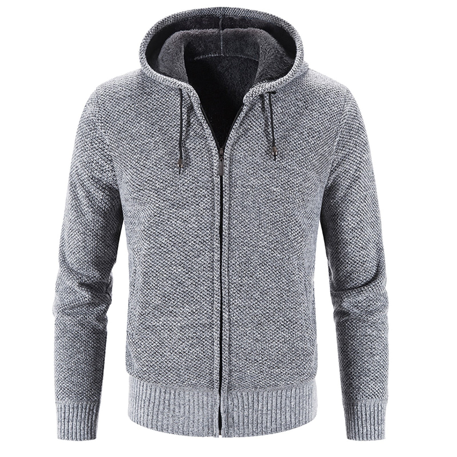 Quealent Sweater for Men,Mens Long Hooded Cardigan Ruffle Shawl Collar ...