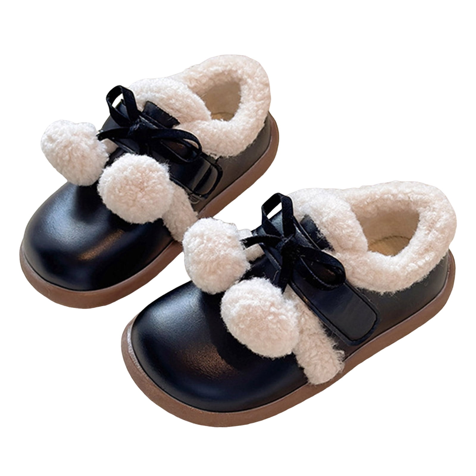 Quealent Toddler Slippers Wide Waterproof House Shoes Fuzzy Suede ...