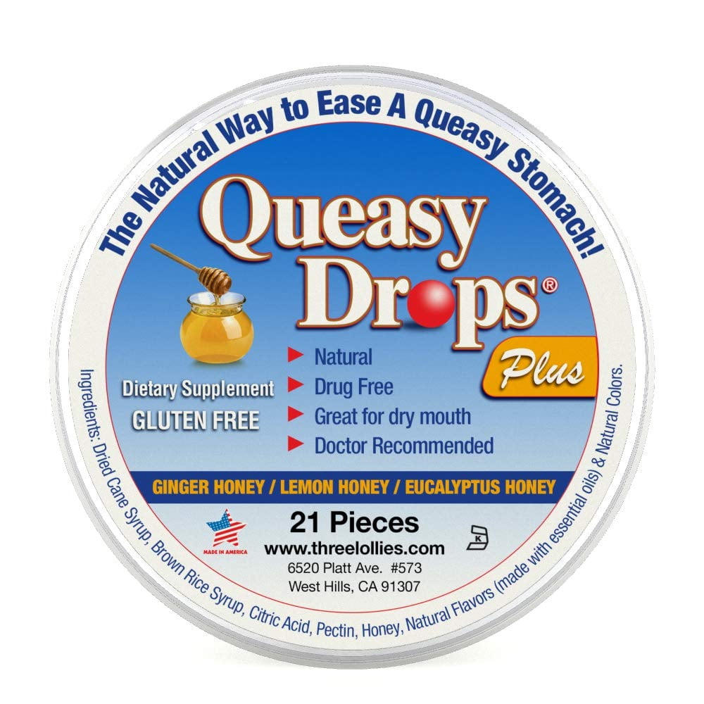 Queasy Drops Plus Honey & Pectin | 21 Drops | Queasiness Relief | Drug ...