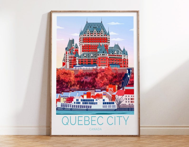 Quebec City Canada Poster Quebec City Poster Wall Art Canada Quebec ...