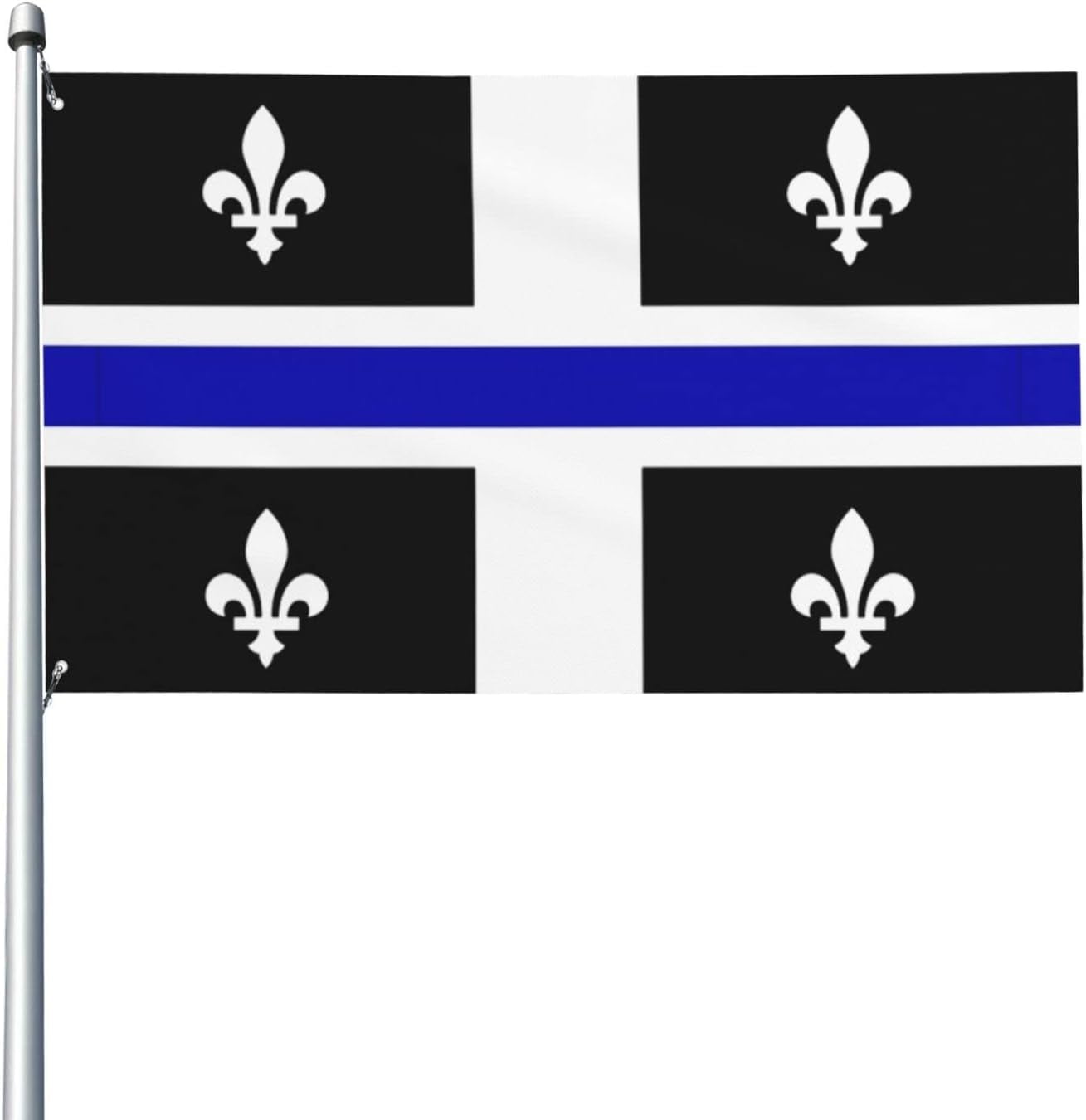 Quebec Patriote Flag - Double Sided - Black White Fleurdelisé with Blue ...