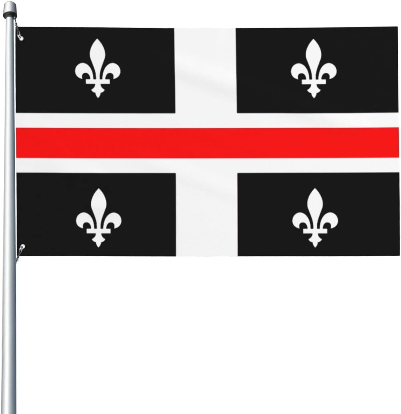 Quebec Patriote Flag - Double Sided - Black White Fleurdelisé with Red ...