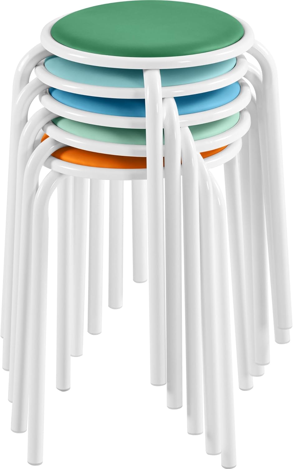 QueelQuest 18 Inch Padded Stack Stools, Portable Assorted Multicolor ...