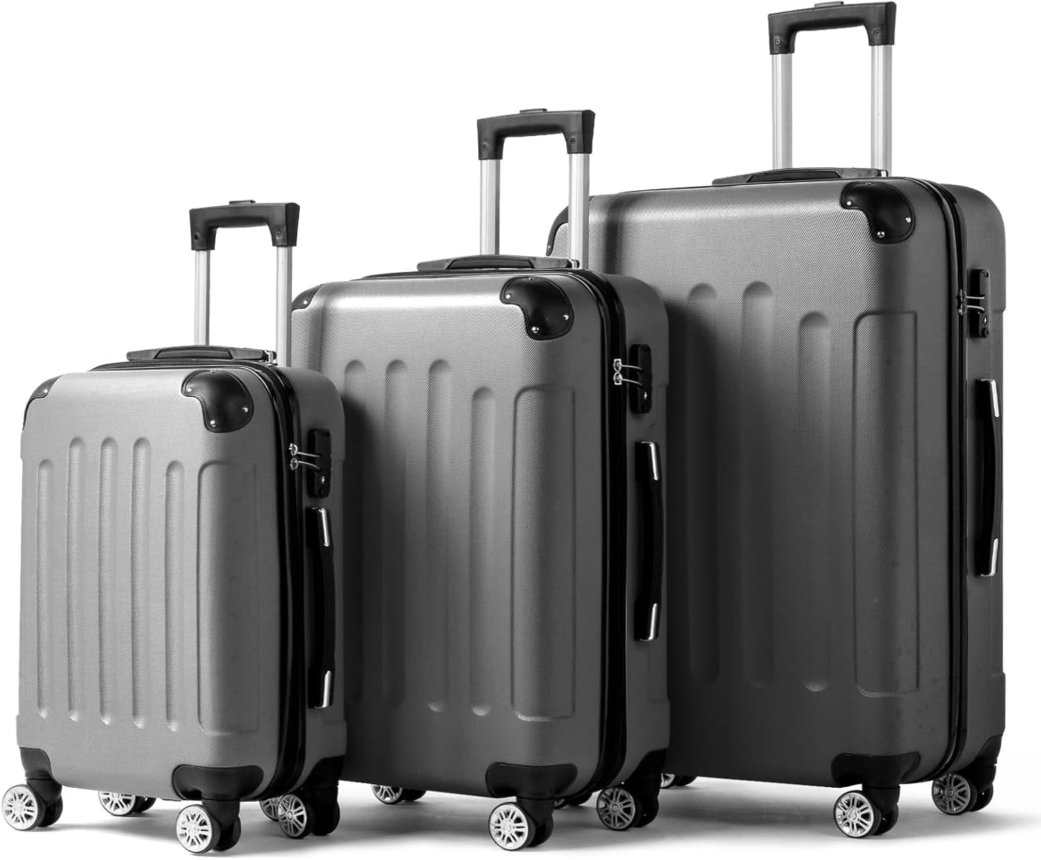 QueelQuest 3-Piece Luggage Set Travel Lightweight Suitcases with ...