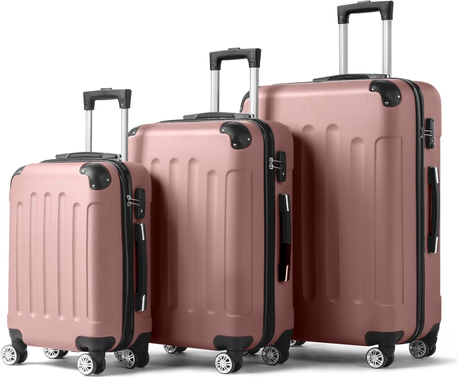 QueelQuest 3-Piece Luggage Set Travel Lightweight Suitcases with ...