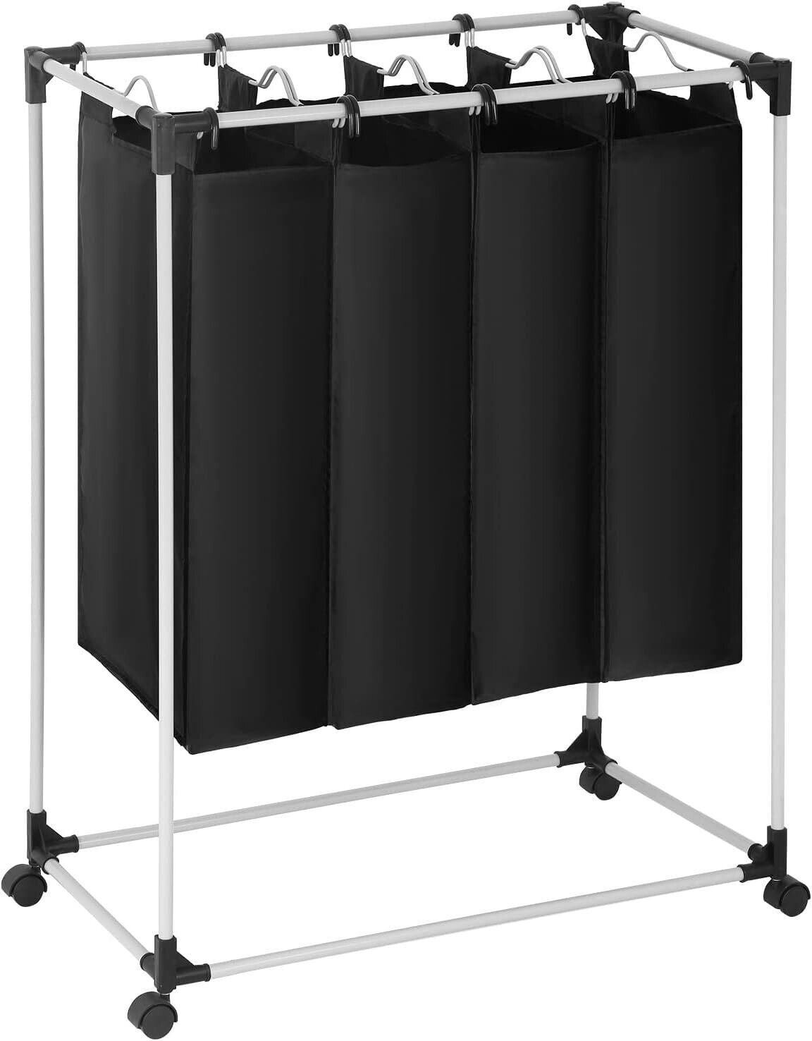 QueelQuest 4-Bag Laundry Sorter Cart Easy Clean Laundry Hamper Sorte ...